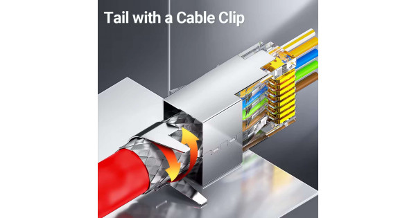 AMPCOM CAT7 RJ45 CONNECTOR CAT 6A AND CAT 7 NETWORK CABLE SILVER
